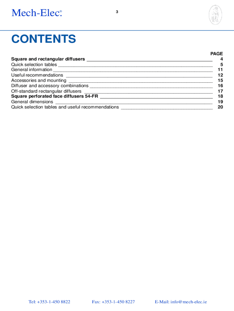 Fillable Online Square and rectangular diffusers 50 FR - mech-elec.ie Fax Email Print - pdfFiller