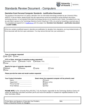 Fillable Online Request for Deviation from Personal Computer Standards Fax Email Print - pdfFiller