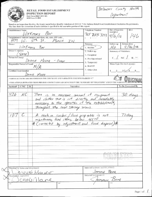 Fillable Online 5 RETAIL FOOD ESTABLISHMENT INSPECTION REPORT ... Fax ...
