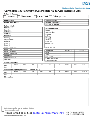 Fillable Online Minor Eye Conditions Service - Referral Form Fax Email ...
