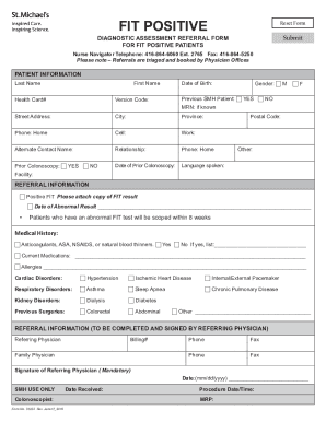 Fillable Online Fecal Immunochemical Test (FIT) Positive Referral Form ...