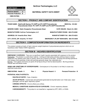 Fillable Online MATERIAL SAFETY DATA SHEET NFPA RATING: Health3 ... Fax ...