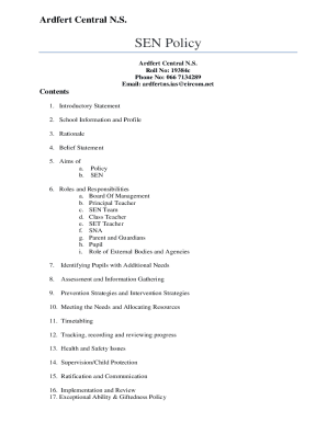 Fillable Online SEN Policy Fax Email Print - pdfFiller