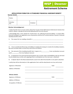 Fillable Online workssuper org Standard Financial Hardship Application ...