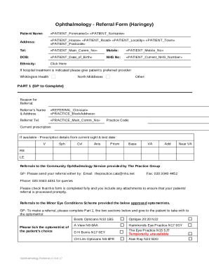 Referral - The Practice Ophthalmology (VISION) Doc Template | pdfFiller