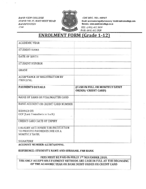 Fillable Online ENT FORM Grade L-Lz - Rand View College Fax Email Print ...