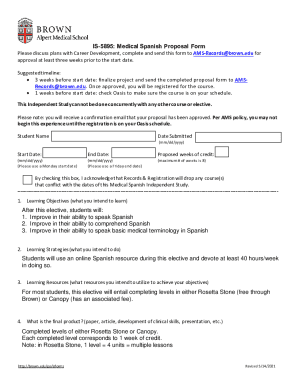 Fillable Online Medical Spanish Proposal Form After this elective ...