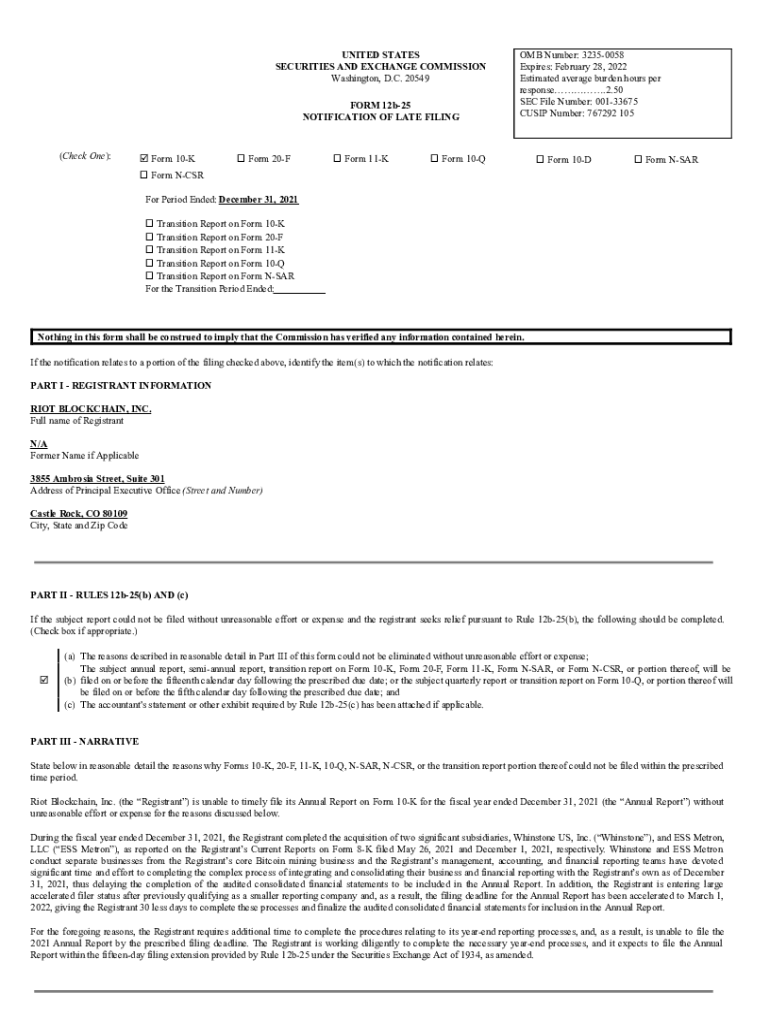 Fillable Online SEC 3145 - Form 12b-25 (notification of late filing ...