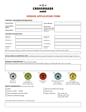 Fillable Online Free Vendor Application Forms & Templates Fax Email ...
