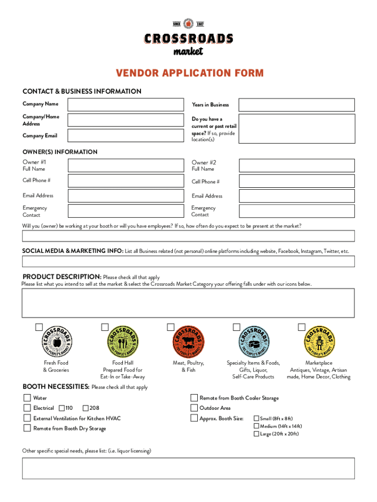 Fillable Online Free Vendor Application Forms & Templates Fax Email ...