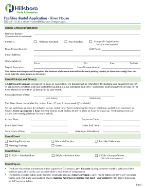 Fillable Online River House Facility Rental Application. River House Facility Rental Application ...
