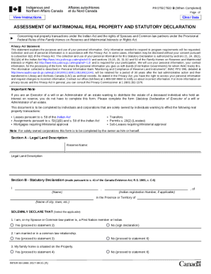Fillable Online Assessment of Matrimonial Real Property and Statutory ...