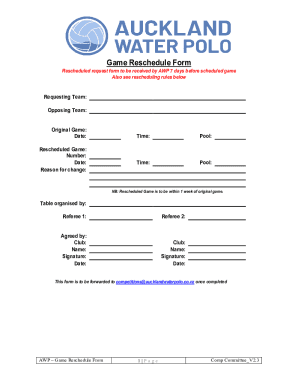 Fillable Online Game Reschedule Policy & Form Fax Email Print - pdfFiller