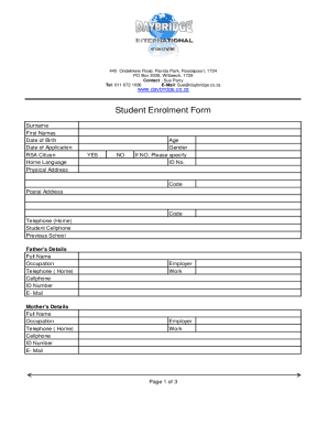 Fillable Online Student Enrolment Form - Daybridge Fax Email Print - pdfFiller