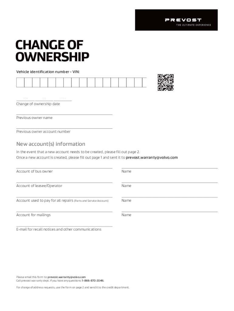 Fillable Online CHANGE OF OWNERSHIP Fax Email Print - pdfFiller
