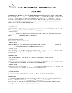 Fillable Online Scripts for Civil Marriage Ceremonies at City Hall Fax ...
