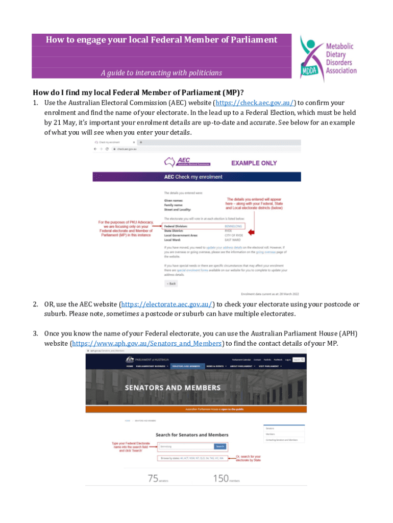 Fillable Online mdda org How to engage your local Federal Member of Parliament Fax Email Print ...