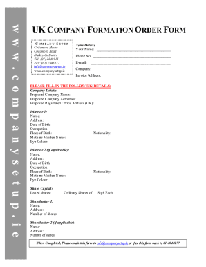 Fillable Online uk company formation order form Fax Email Print - pdfFiller