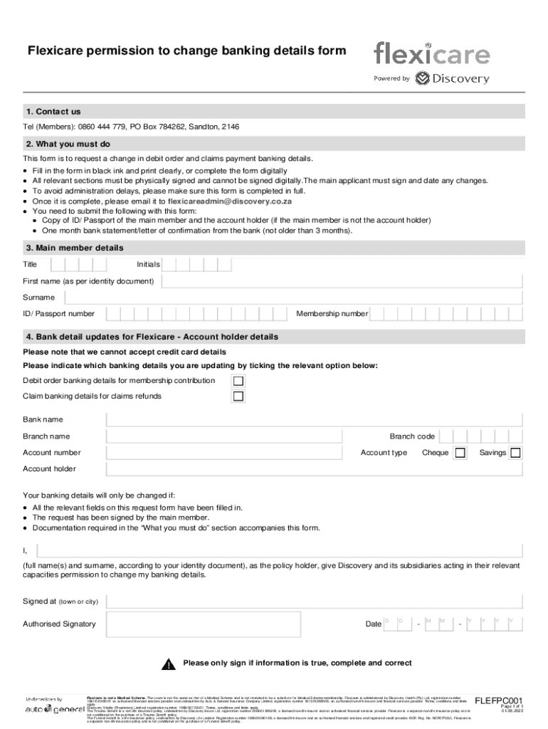 Fillable Online Discovery-Change-banking-details-debit-order-claims ...