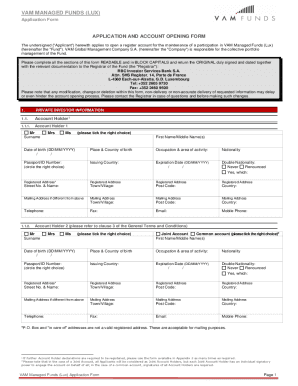 Fillable Online VAM Managed Funds (Lux) Application Form Fax Email Print - pdfFiller