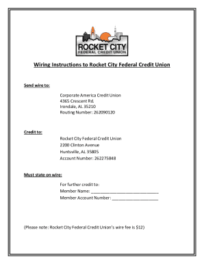 Fillable Online Wiring Instructions to Rocket City Federal Credit Union ...