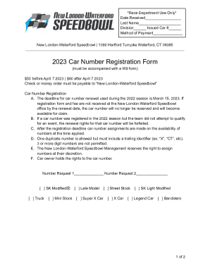 Fillable Online 2023 Car Number Request & Registration Form Fax Email Print - pdfFiller