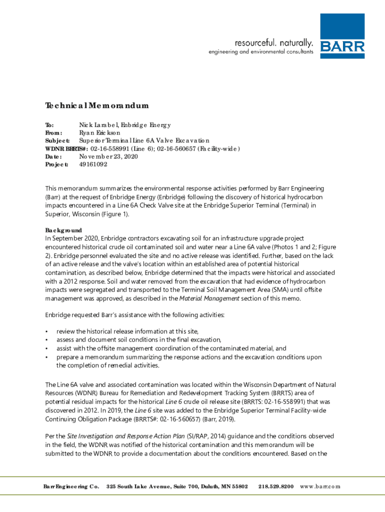 Fillable Online dnr wi Subject: Superior Terminal Line 6A Valve ...