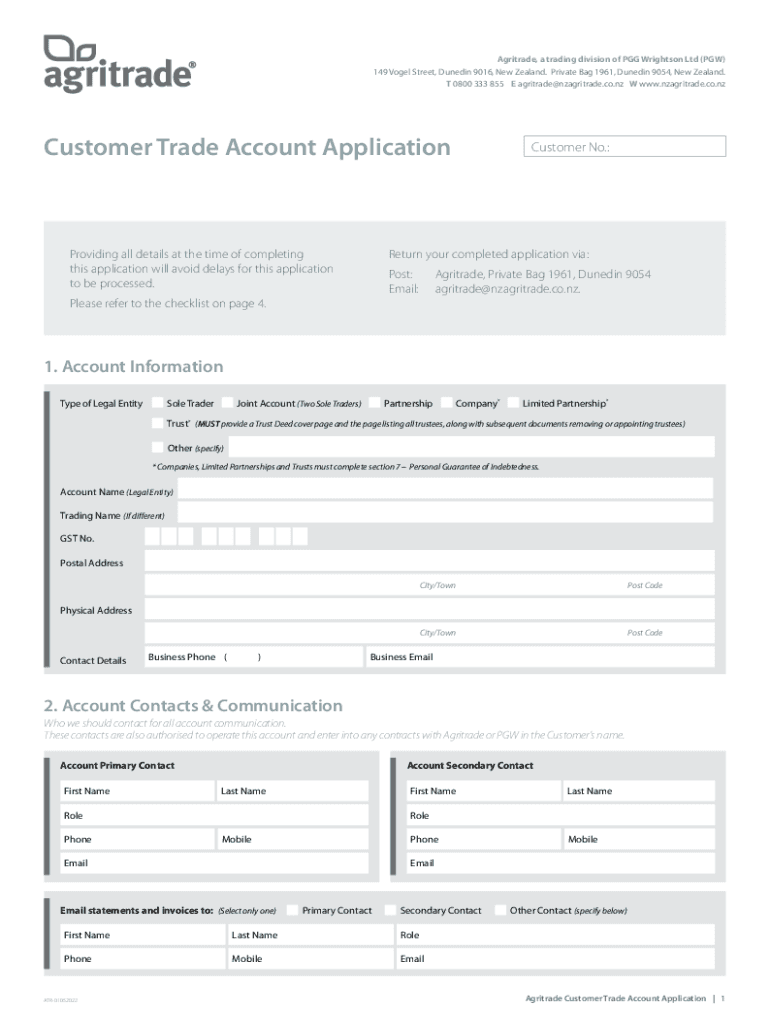 Fillable Online Customer Trade Account Application Fax Email Print ...