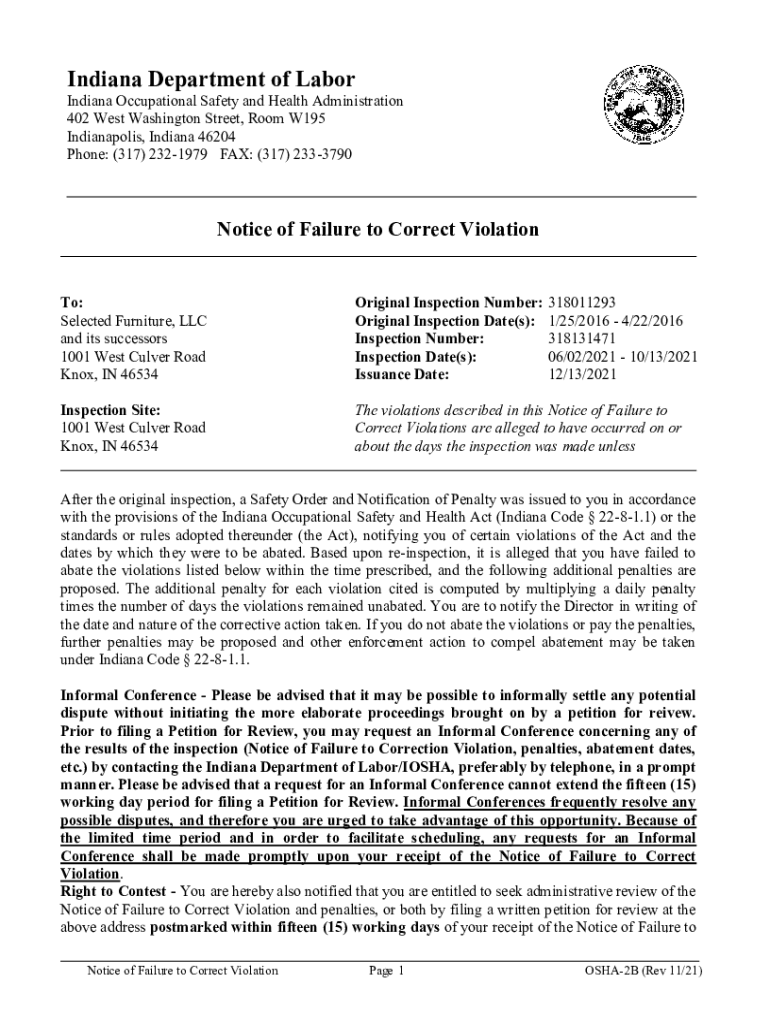 Fillable Online Indiana State PlanOccupational Safety and Health ...