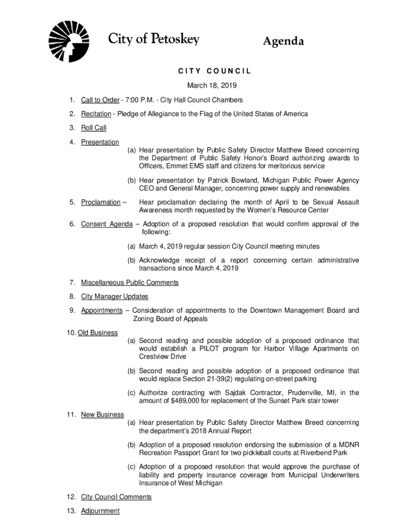 Fillable Online (a) Hear presentation by Public Safety Director Matthew ...