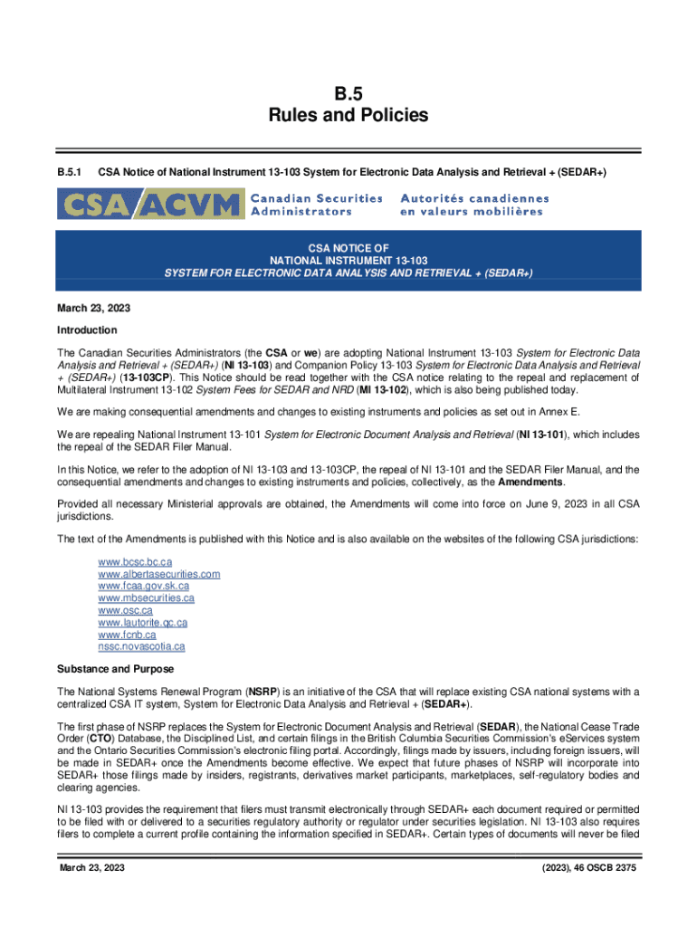 Fillable Online Sedar Rules and Forms Fax Email Print - pdfFiller