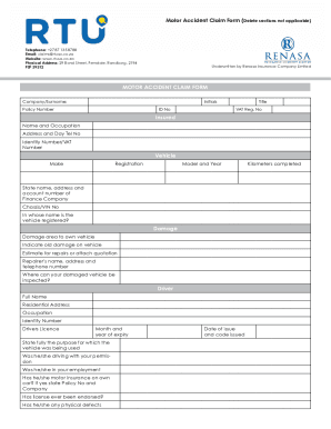 Fillable Online MOTOR THEFT CLAIM FORM - RTU Fax Email Print - pdfFiller