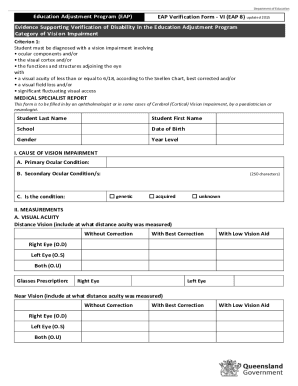 Fillable Online education qld gov EAP Verification Form - Vision ...