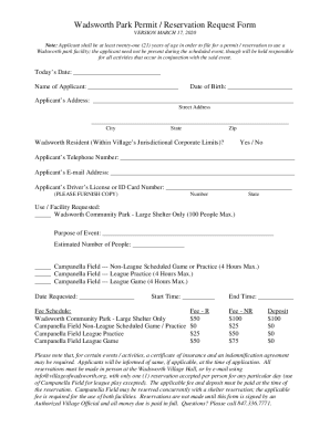 Fillable Online Wadsworth Park Permit / Reservation Request Form Fax Email Print - pdfFiller