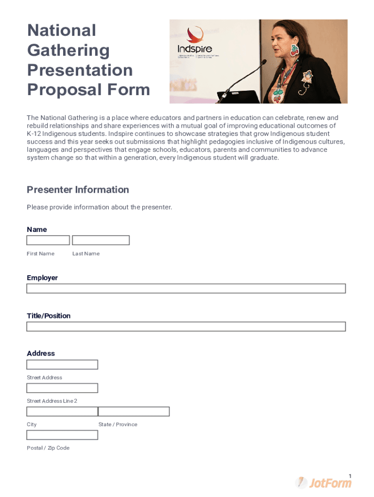 Fillable Online National Gathering Presentation Proposal Form Fax Email ...
