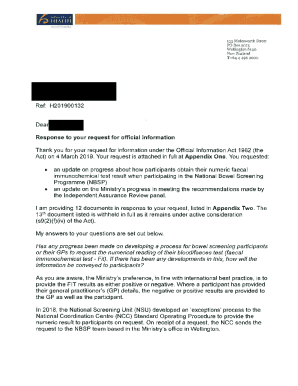 Fillable Online Response to Official Information Request Fax Email ...