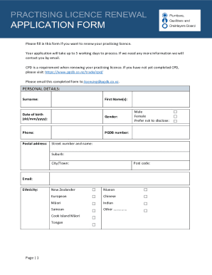 Fillable Online practising licence renewal - application form Fax Email ...