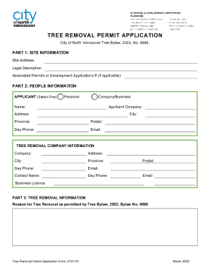 Fillable Online Tree Removal Permit Application Form Fax Email Print ...