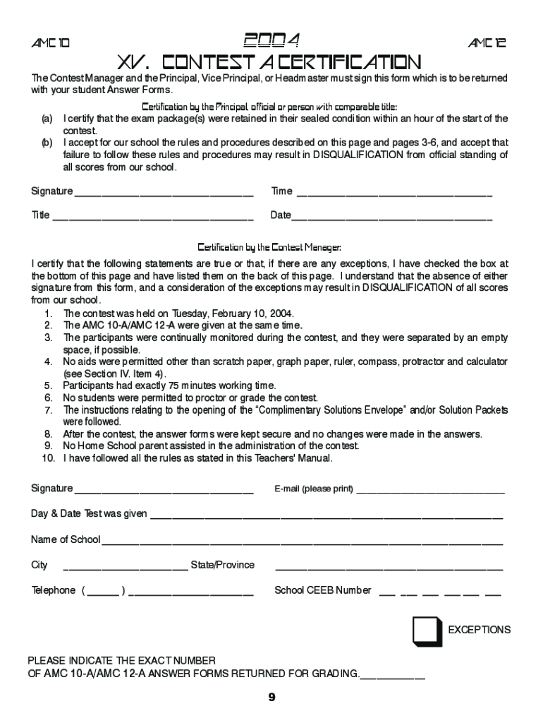 Fillable Online Your PRINCIPAL or VICE PRINCIPAL must verify on the AMC ...