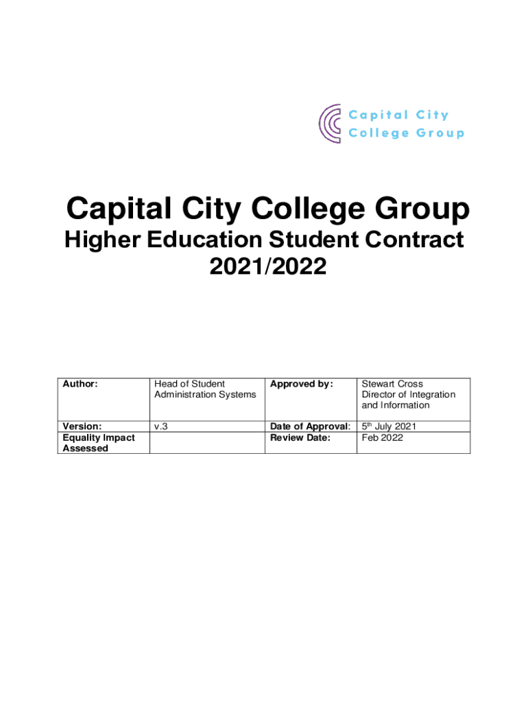 Fillable Online Higher Education Student Contract Fax Email Print ...