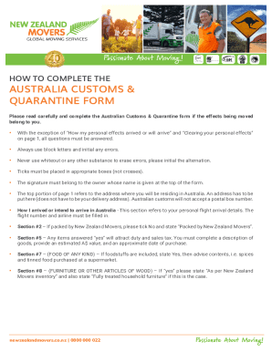 Fillable Online AUSTRALIA CUSTOMS & QUARANTINE FORM Fax Email Print ...