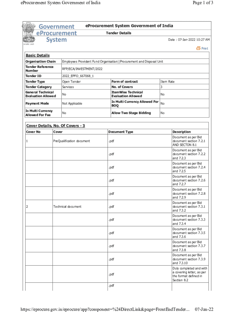 Fillable Online Tenders by Organisation - eProcurement System ... Fax ...