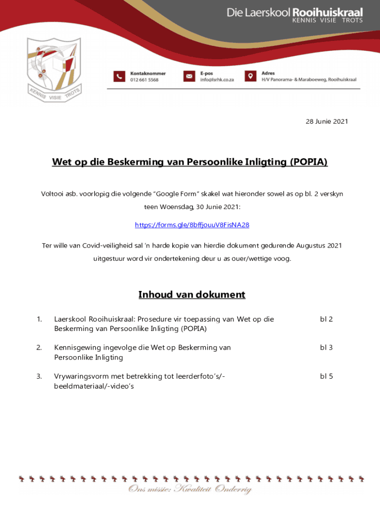 Fillable Online Wet op die Beskerming van Persoonlike Inligting (POPIA ...