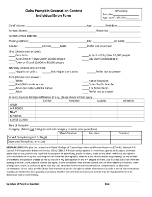 Fillable Online manoa hawaii Oahu Pumpkin Decoration Contest Individual ...