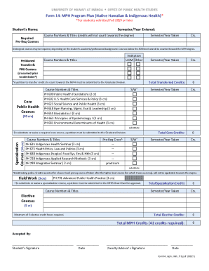 Fillable Online manoa hawaii MPH Program Plan (Native Hawaiian ...