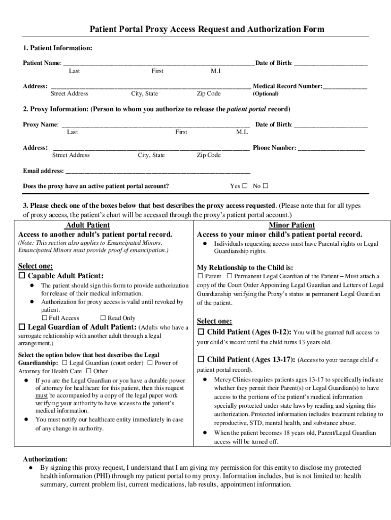 Fillable Online Patient Portal Authorization Form Fax Email Print ...