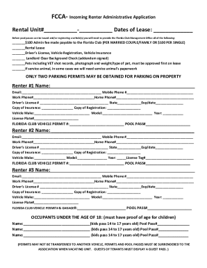 Fillable Online Rental Unit#- Dates of Lease: Fax Email Print - pdfFiller