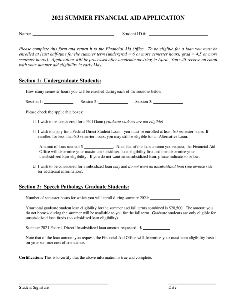 Fillable Online SUMMER 2021 AID REQUEST FORM Fax Email Print - pdfFiller