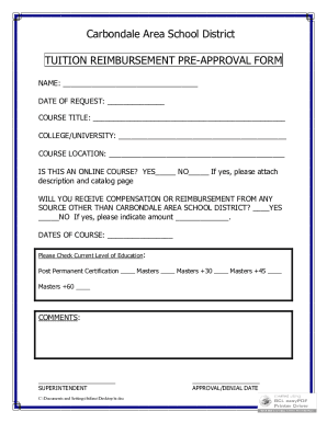 Fillable Online Tuition Reimbursement Approval Form Fax Email Print ...