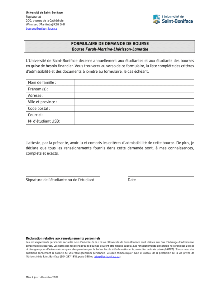 Remplissable En Ligne formulaire de demande de bourse - Universit de ...